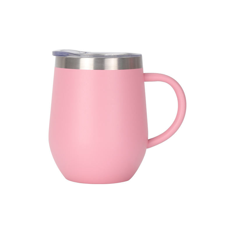 Egg-Shaped Insulated Mug with Handle | 12oz White Thermal Cup